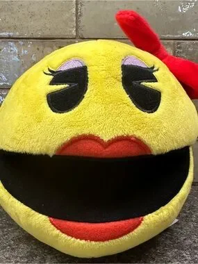 pac man | Toys | Yellow Plush Ms Pacman Style Character With Red Bow ...